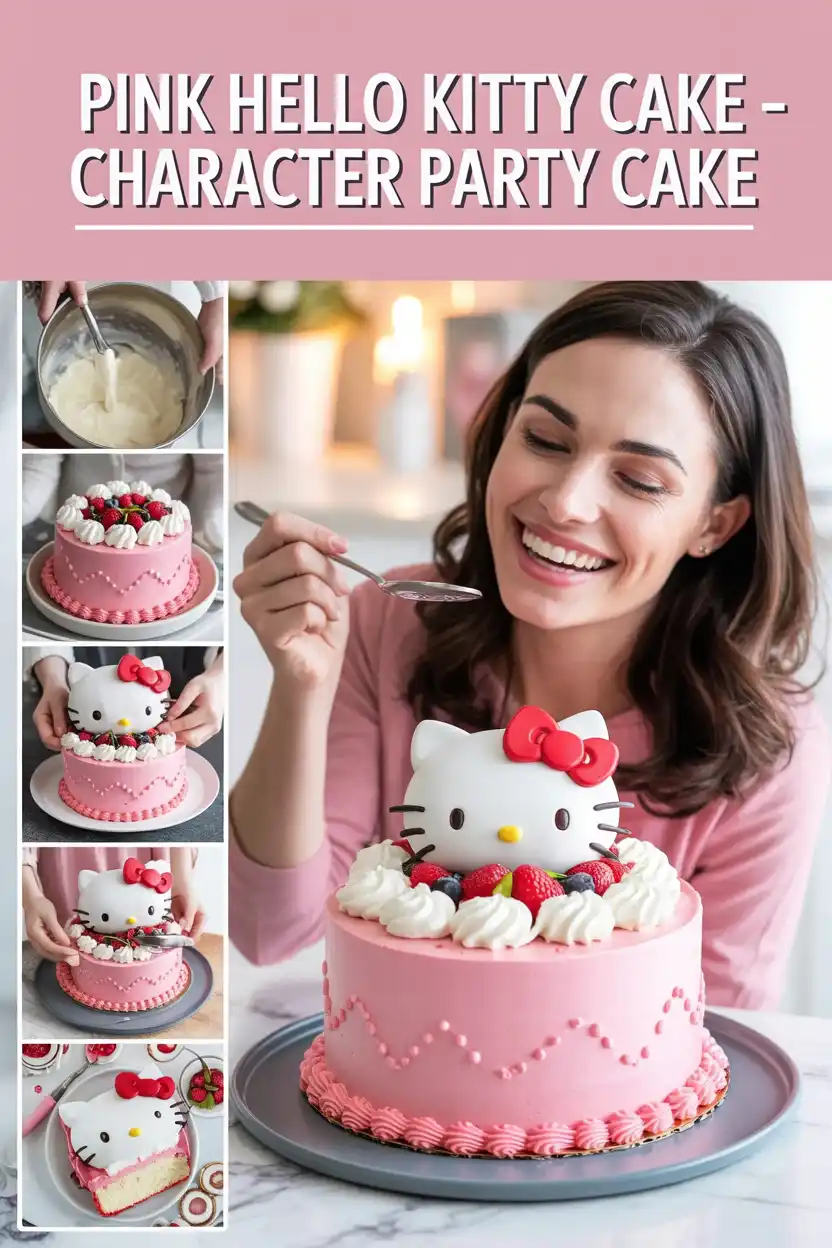 Pink Hello Kitty Cake - Character Party Cake - Long Suppering Food Ideas