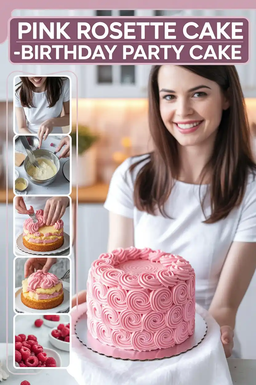 Pink Rosette Cake - Birthday Party Cake - Long Suppering Food Ideas
