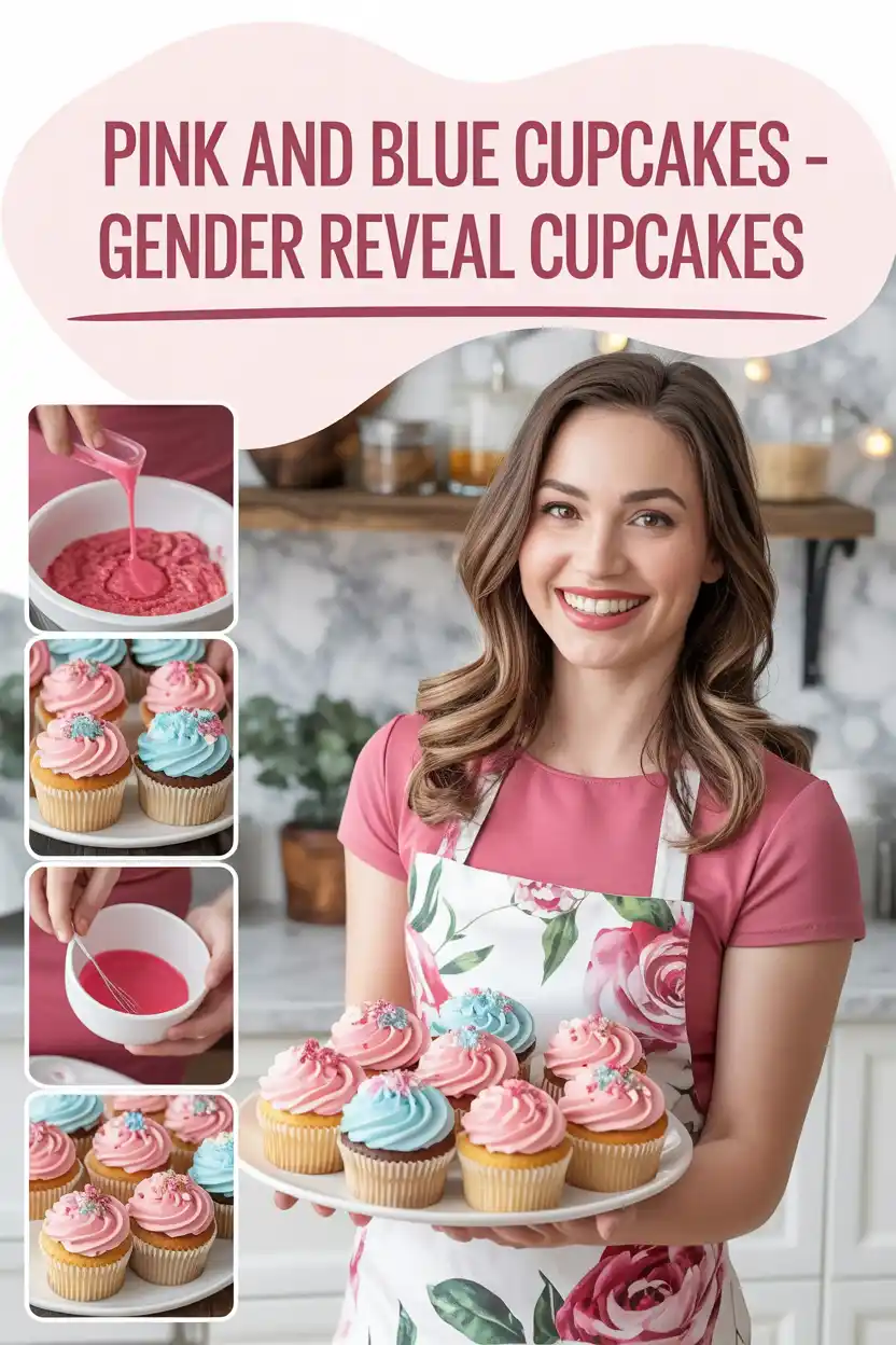 Pink and Blue Cupcakes - Gender Reveal Cupcakes - Long Suppering Food Ideas