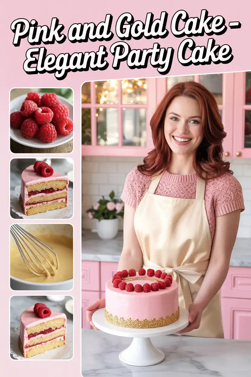 Pink and Gold Cake - Elegant Party Cake - Long Suppering Food Ideas