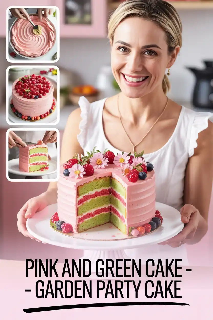 Pink and Green Cake - Garden Party Cake - Long Suppering Food Ideas